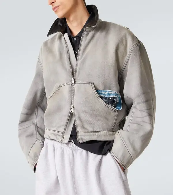 Acne Studios Leather-trimmed Denim Jacket