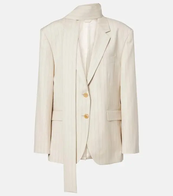 Acne Studios Pinstripe Wool Blazer - Beige