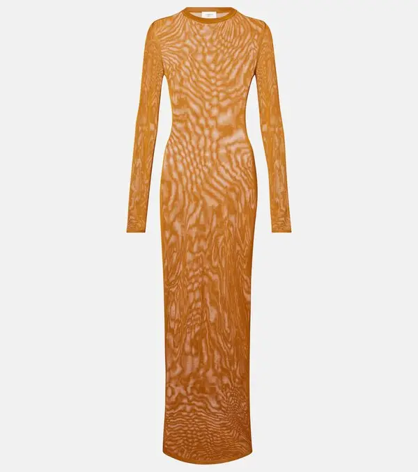 Saint Laurent Knitted Semi-sheer Maxi Dress - Orange