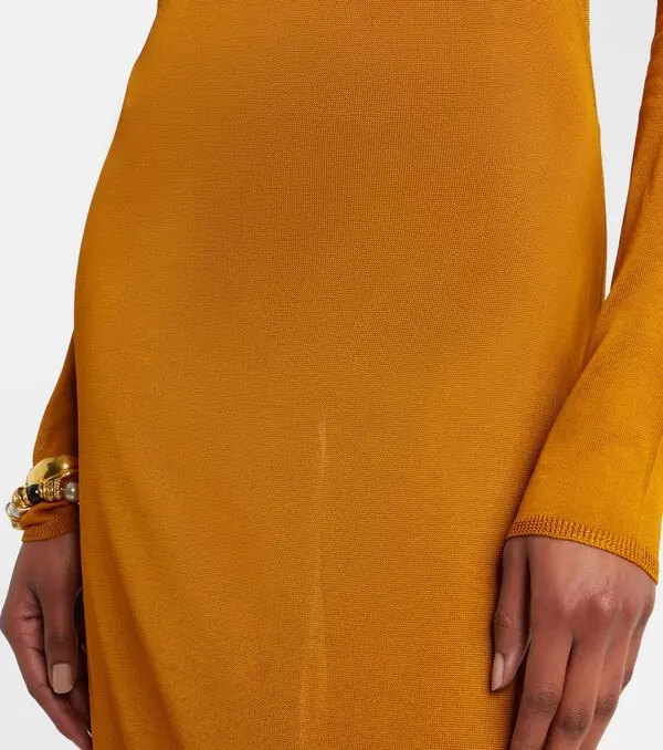 Saint Laurent Knitted Semi-sheer Maxi Dress - Orange