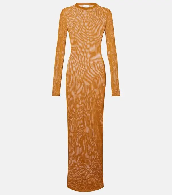 Saint Laurent Knitted Semi-sheer Maxi Dress - Yellow