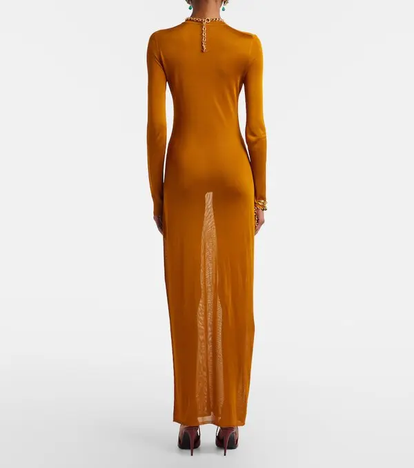 Saint Laurent Knitted Semi-sheer Maxi Dress