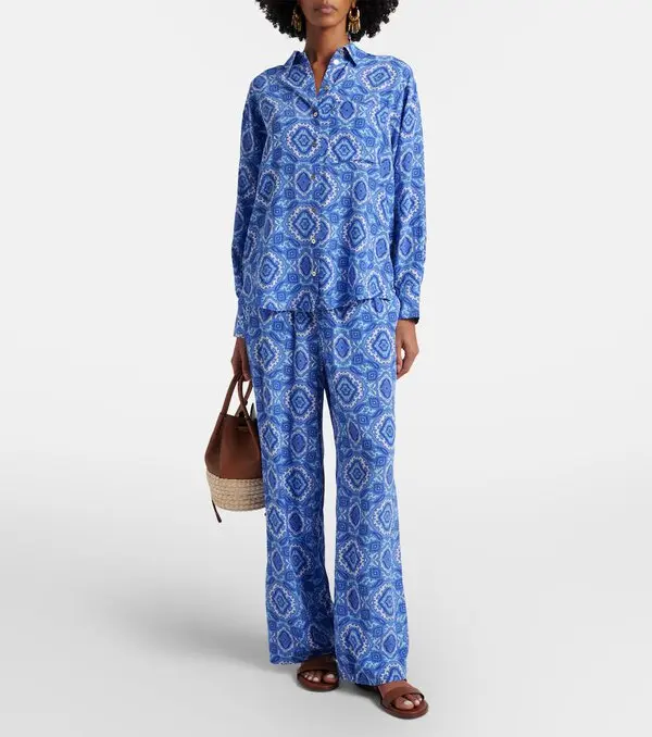 Heidi Klein Mykonos Printed Silk Shirt