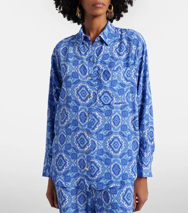 Heidi Klein Mykonos Printed Silk Shirt