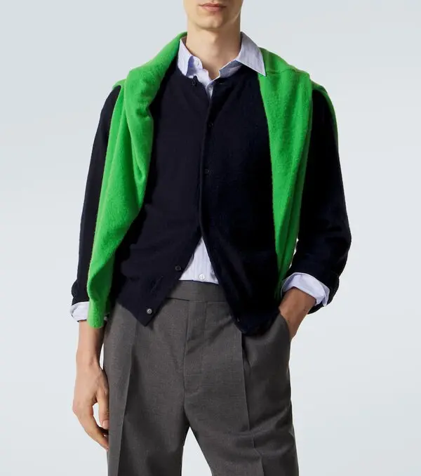 Auralee Cashmere And Cotton Cardigan - Blue