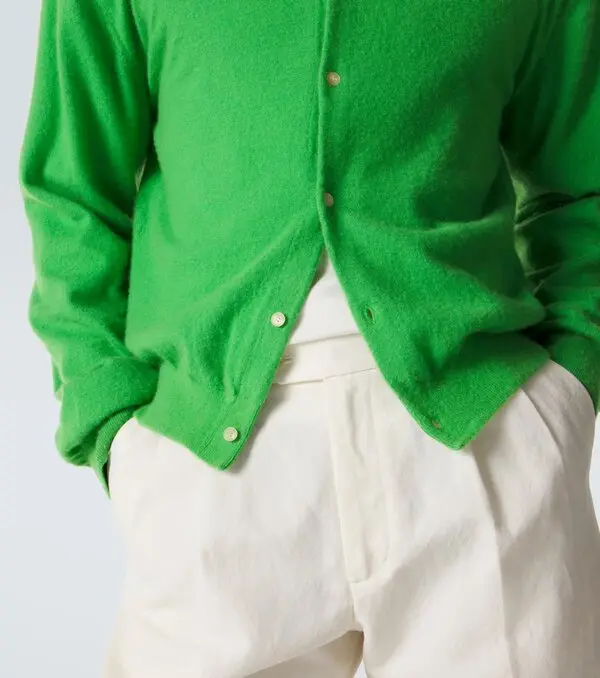 Auralee Cashmere And Cotton Cardigan - Green