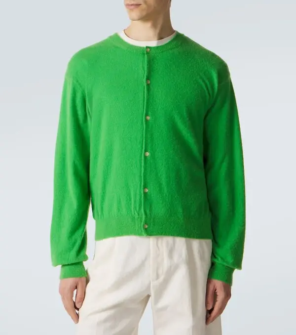 Auralee Cashmere And Cotton Cardigan - Green