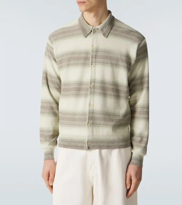 Auralee Striped Cotton And Silk Cardigan