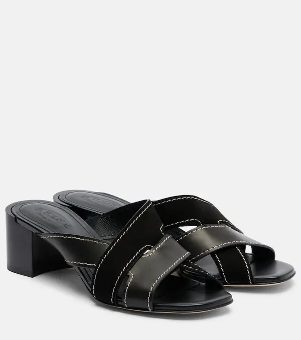 TOD'S 55 Leather Mules - Black