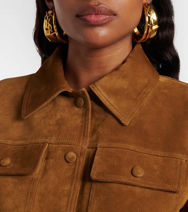 Saint Laurent Belted Cropped Suede Jacket