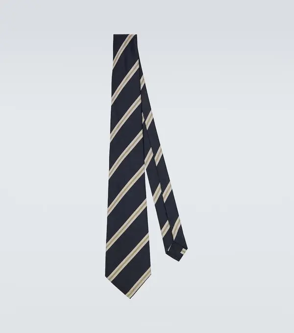 Dunhill Striped Silk Neck Tie - Blue
