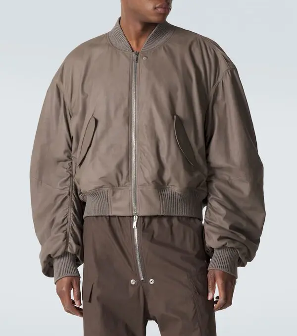 Rick Owens Secchia Flight Leather Bomber Jacket - Grey