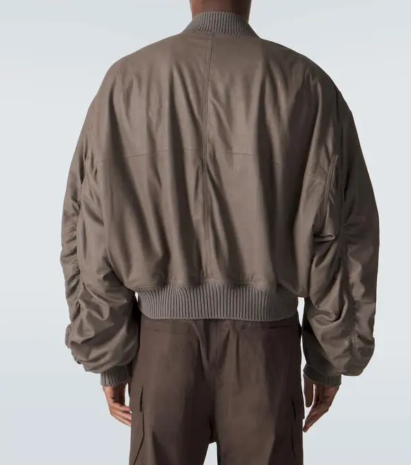 Rick Owens Secchia Flight Leather Bomber Jacket - Grey