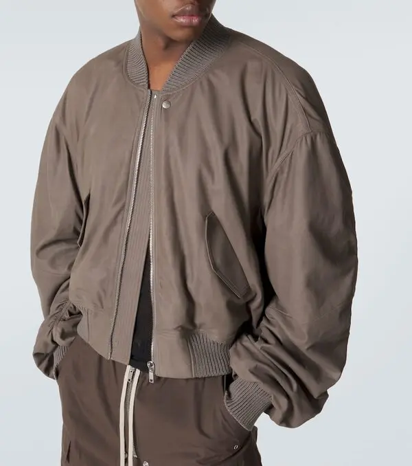 Rick Owens Secchia Flight Leather Bomber Jacket - Grey
