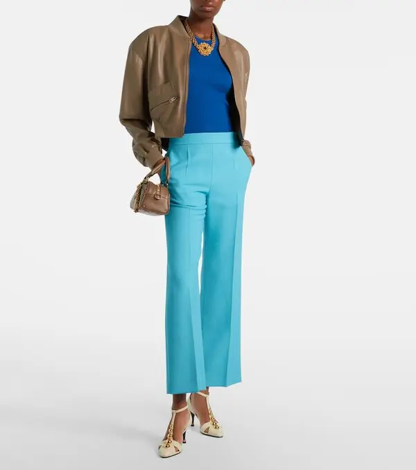 Chloé Cropped Leather Bomber Jacket