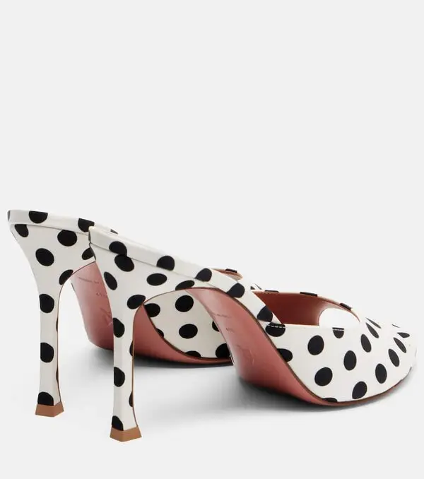 Amina Muaddi Alexa Polka-dot Satin Mules