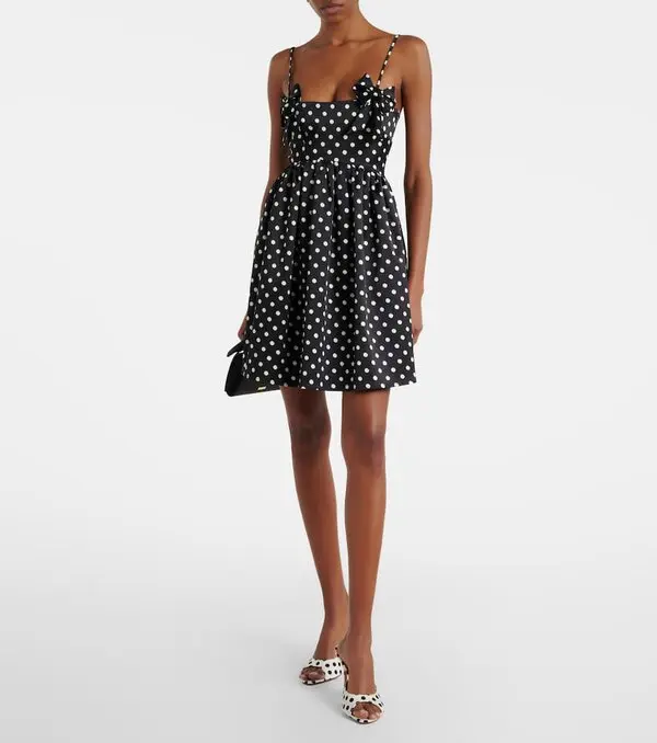 Amina Muaddi Alexa Polka-dot Satin Mules
