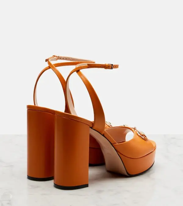Gucci Horsebit Leather Platform Sandals