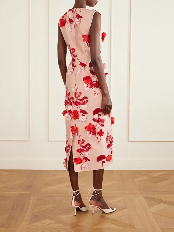 midi dress in embroidered chiffon AX Paris Blush Floral Embroidered Chiffon One Shoulder Midi Dress - Pink