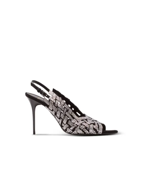 Balmain Fringed Suede And Rhinestone Sandals - Silver