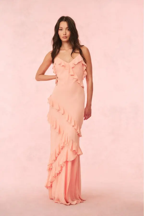 LoveShackFancy Rialto Pastel Maxi Dress - Peach Bliss