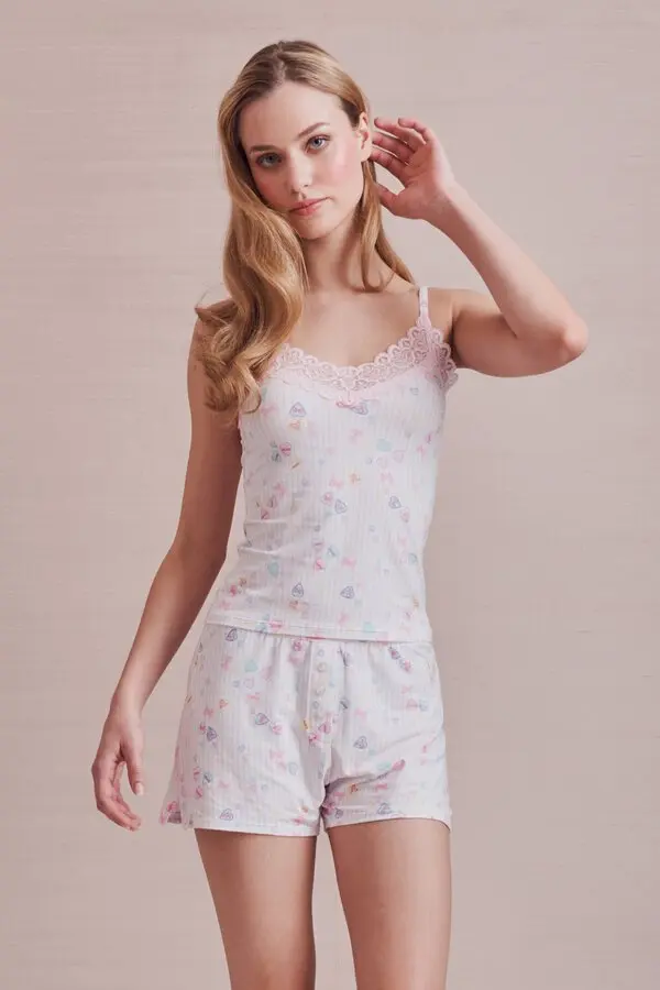LoveShackFancy X Roller Rabbit Heart Stripe Jones Shortie - Candy Heart Stripe/pink Sugar