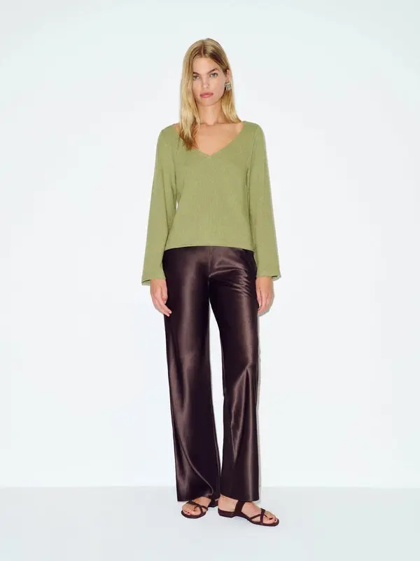 REFORMATION Mabel Knit Top Bean - Green