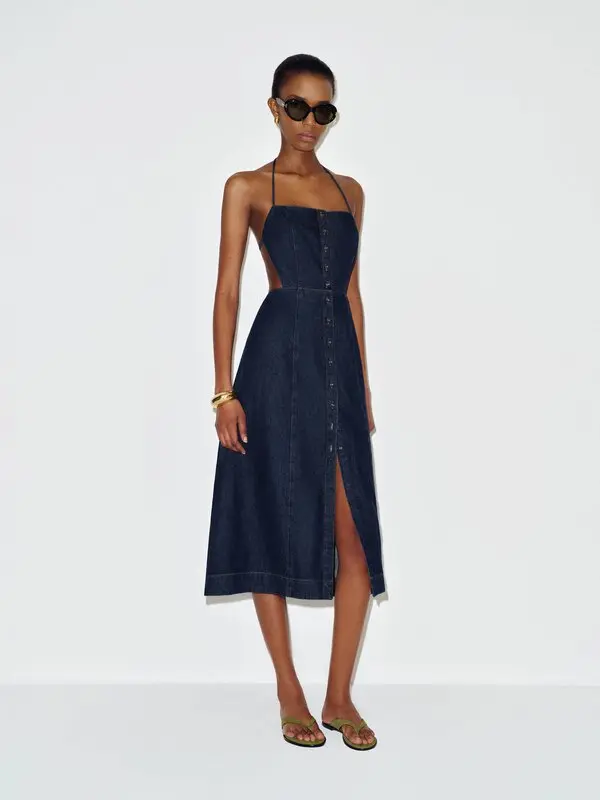 REFORMATION Manon Denim Midi Dress - Blue