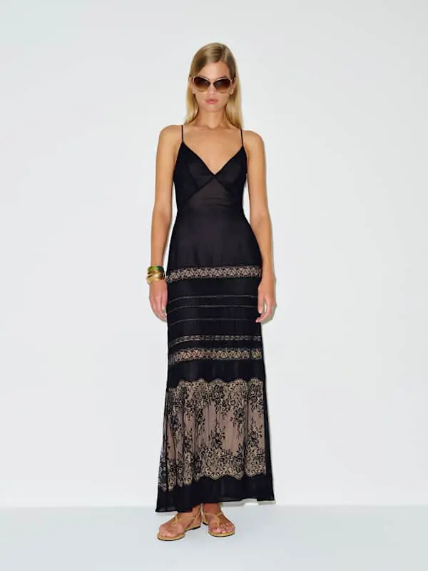 REFORMATION Kally Lace Maxi Dress - Black