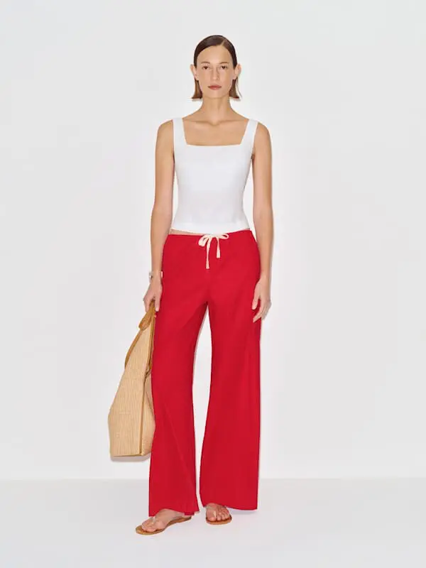 REFORMATION Clarence Linen Top - Ivory