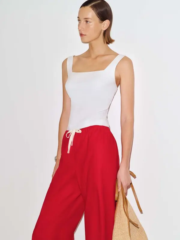 REFORMATION Clarence Linen Top - Ivory