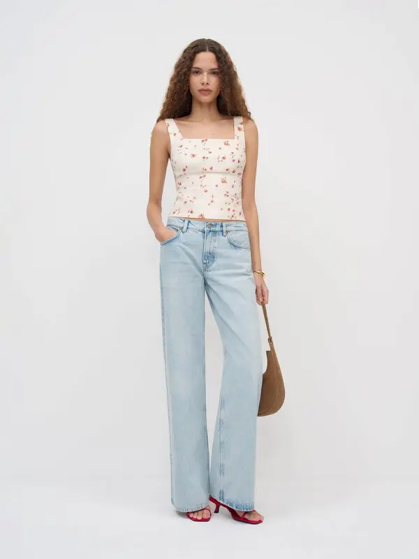 REFORMATION Clarence Linen Top - Ivory