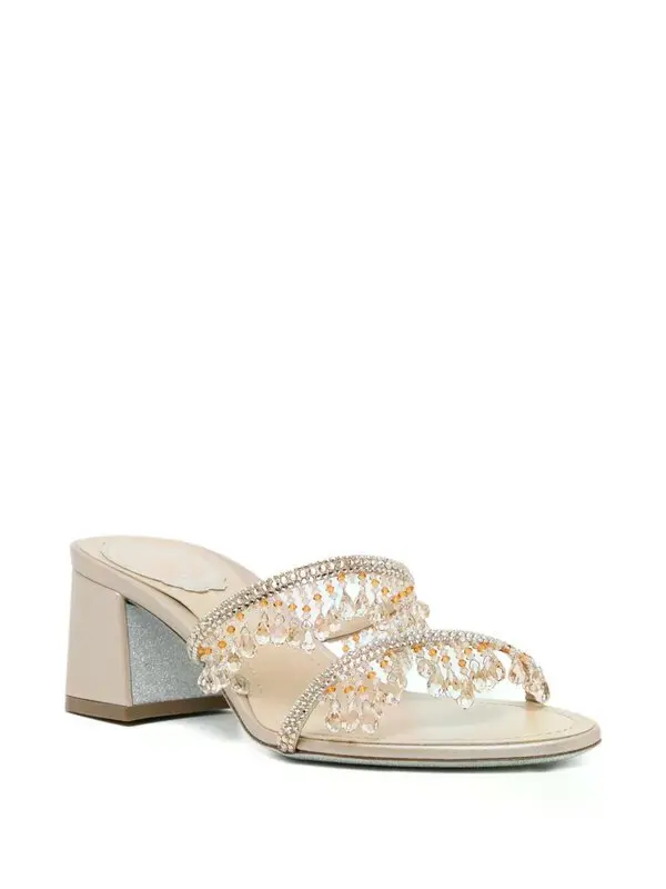 Rene Caovilla Embellished Block Heel Sandals - Neutrals