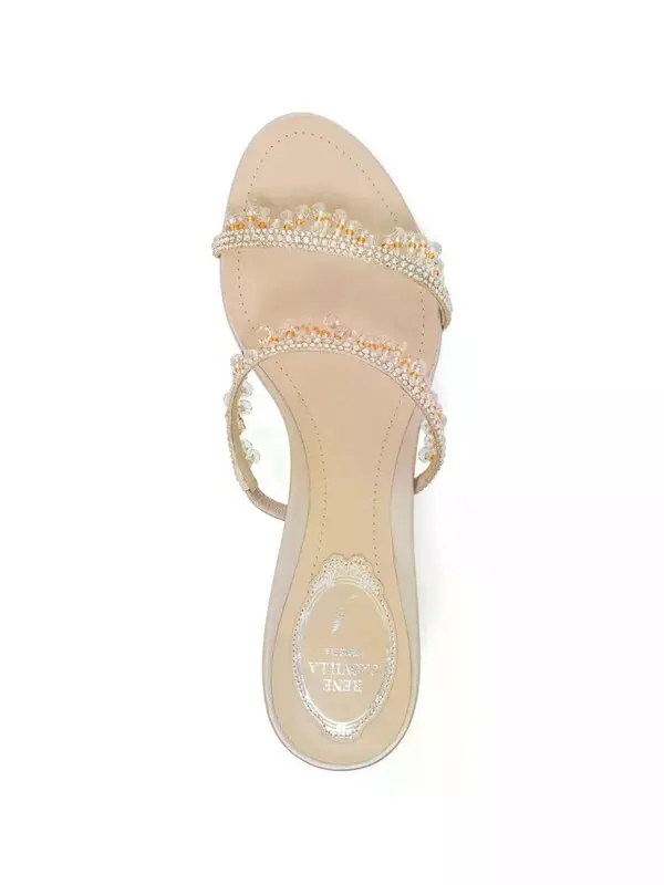 Rene Caovilla Embellished Block Heel Sandals - Neutrals