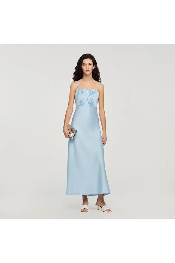Sandro Satin-effect Maxi Dress - Blue