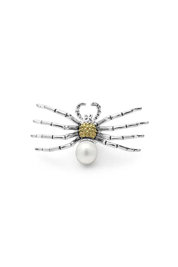 Lagos Rare Wonders Two Tone Pearl Spider Pin - Gold