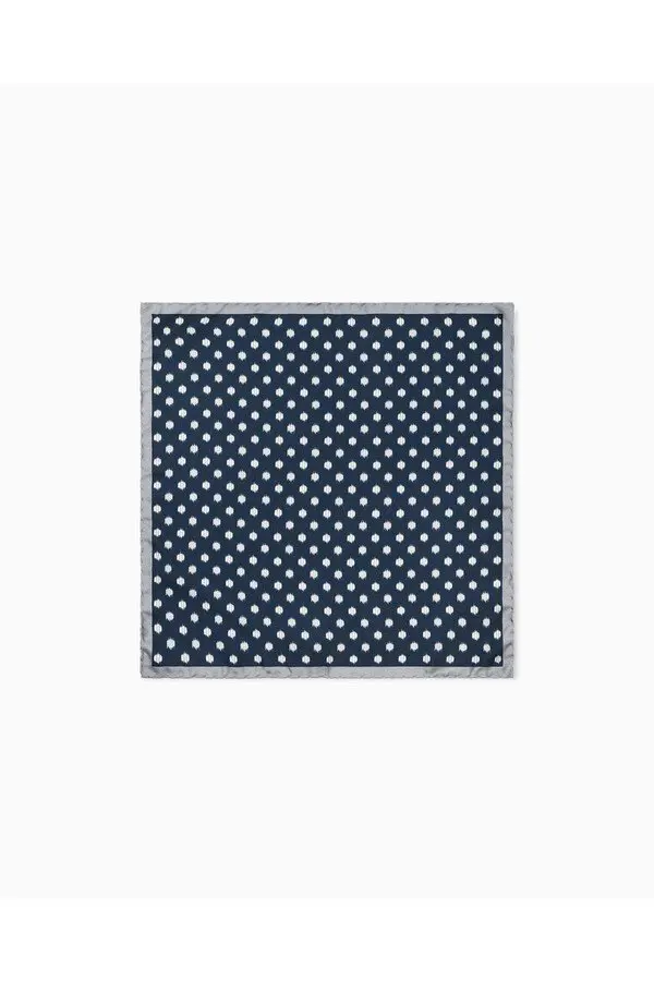 Giorgio Armani Asv Printed Silk Pocket Square - Navy