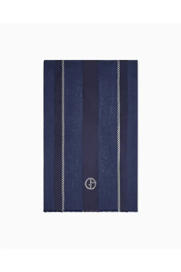 Giorgio Armani Silk-blend Jacquard Stole - Blue