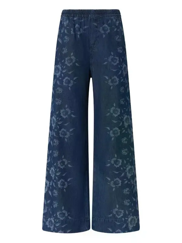 Pinko Floral Print Wide Leg Jeans