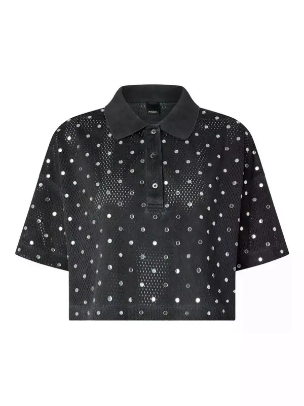 Pinko Sequin-embellished Cropped Polo Top