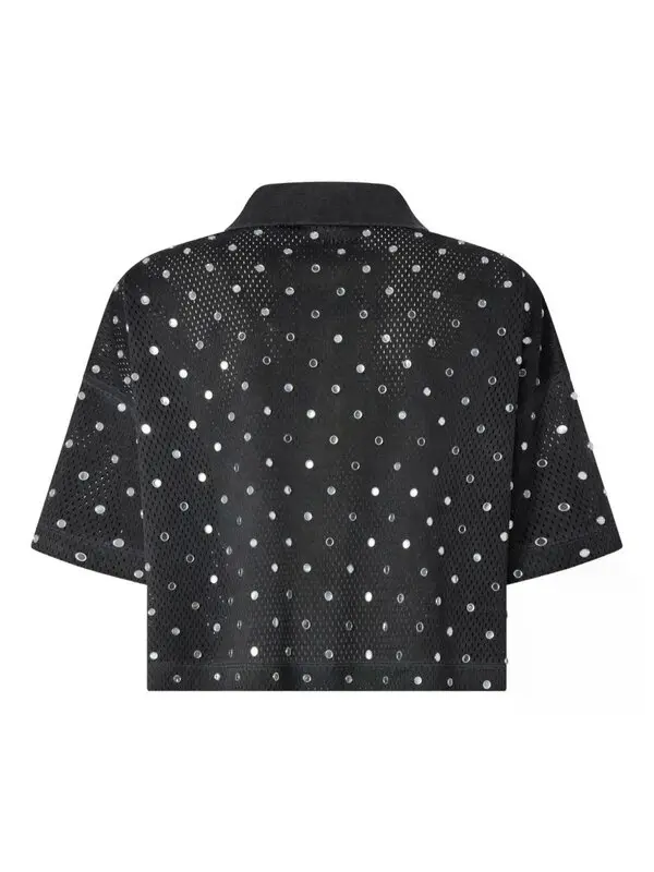 Pinko Sequin-embellished Cropped Polo Top