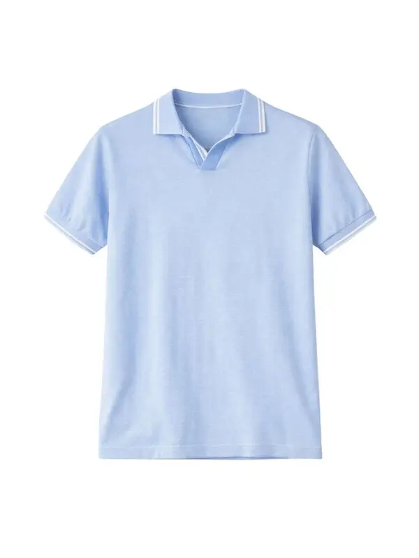 Paul & Shark Open-neck Cotton Polo Shirt - Sky Blue