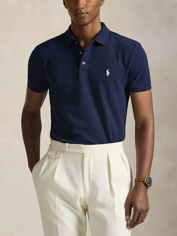 Polo Ralph Lauren Slim Fit Stretch Mesh Polo - Blue