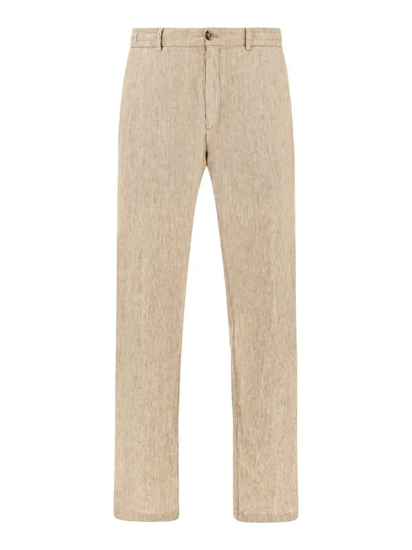Paul & Shark Linen Chino Trousers With Drawstring - Beige