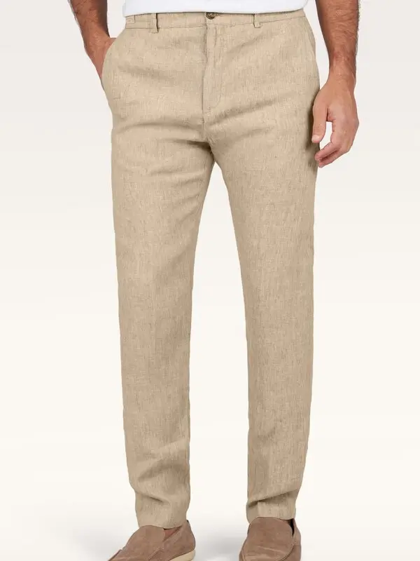 Paul & Shark Linen Chino Trousers With Drawstring - Beige