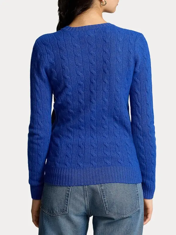 Polo Ralph Lauren Cable Knit Crewneck Sweater With Logo Detail - Blue