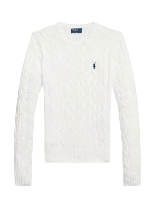 Polo Ralph Lauren Cable Knit Sweater With Logo - White
