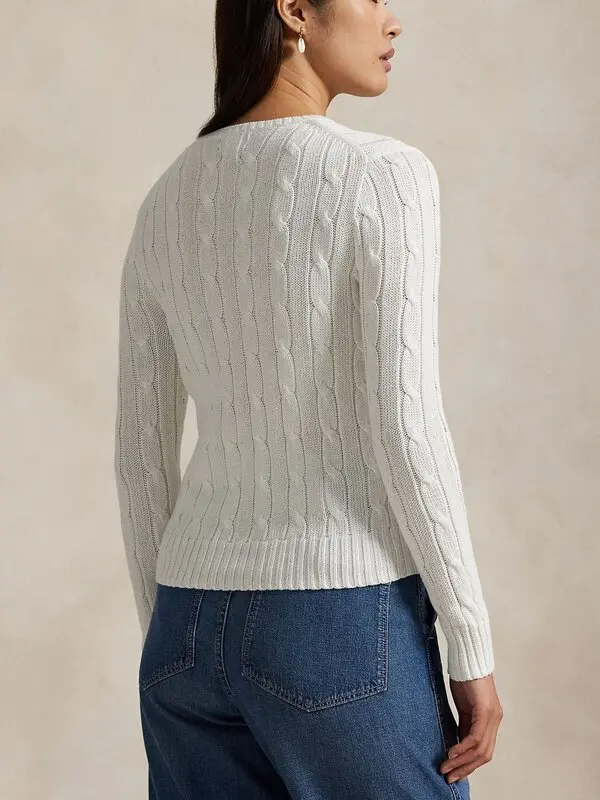 Polo Ralph Lauren Cable Knit Sweater With Logo - White