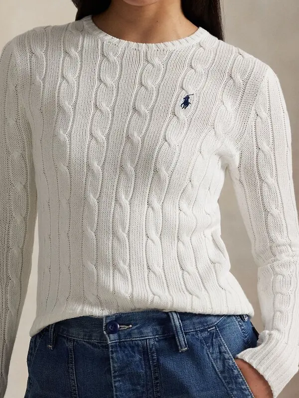 Polo Ralph Lauren Cable Knit Sweater With Logo - White