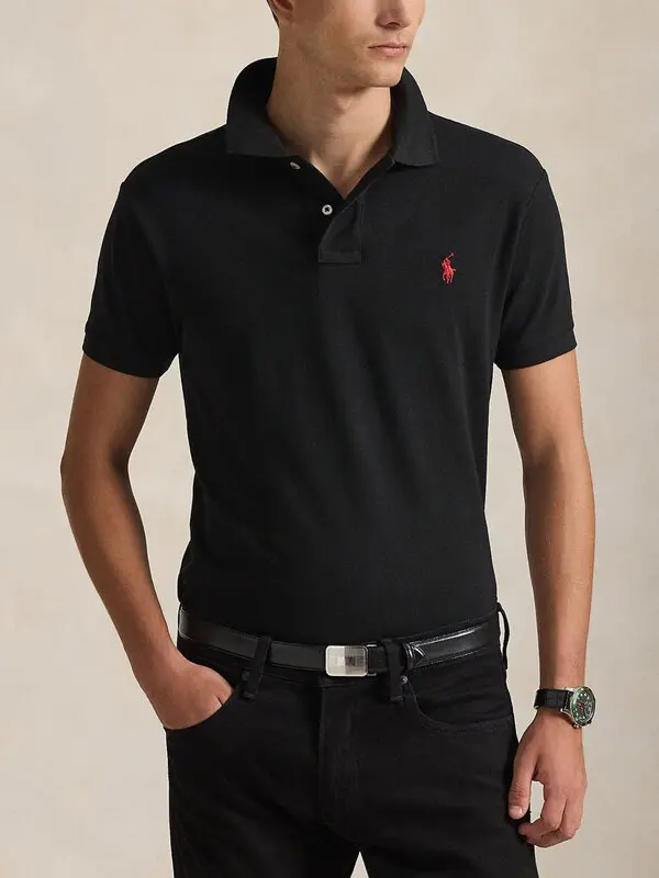 Polo Ralph Lauren Slim Fit Mesh Polo - Black